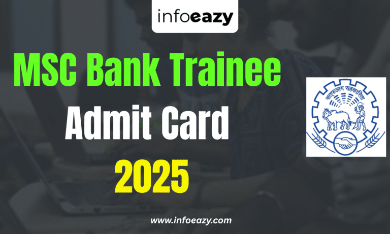 MSC Bank Trainee Admit Card 2025 Out, Download Hall Ticket